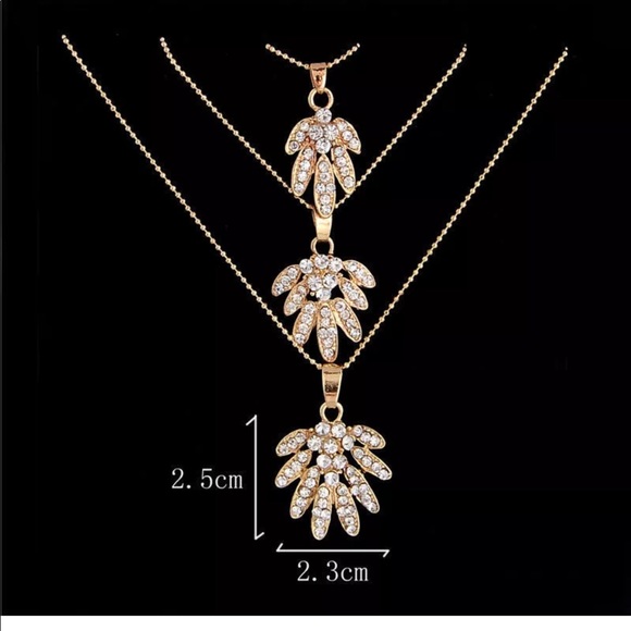 Jewelry | 3 Layer Crystal Necklace Chain Earrings Jewelry | Poshmark